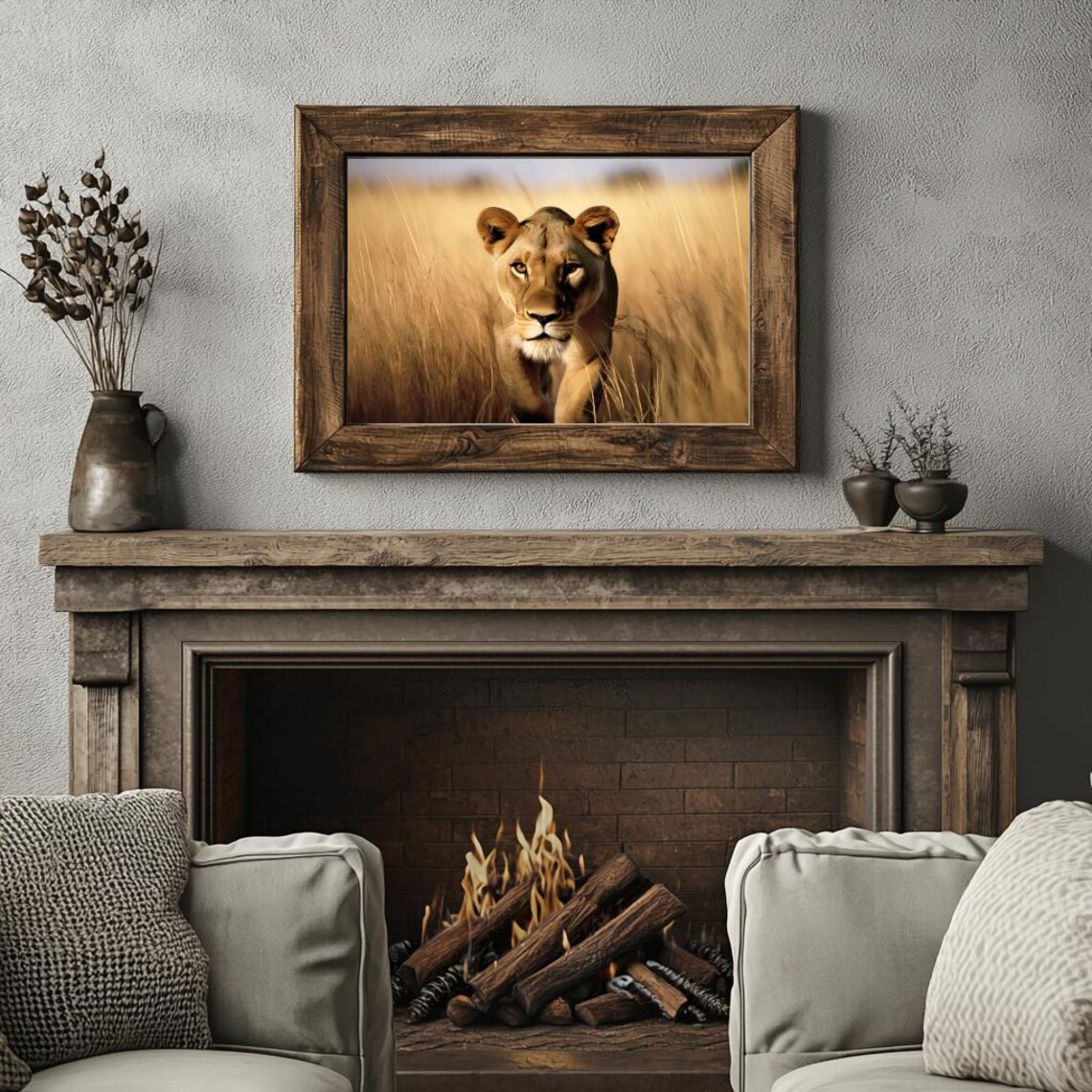 Lioness Digital Art Print Wall Decor Animal Art Print Home Decor Art ...
