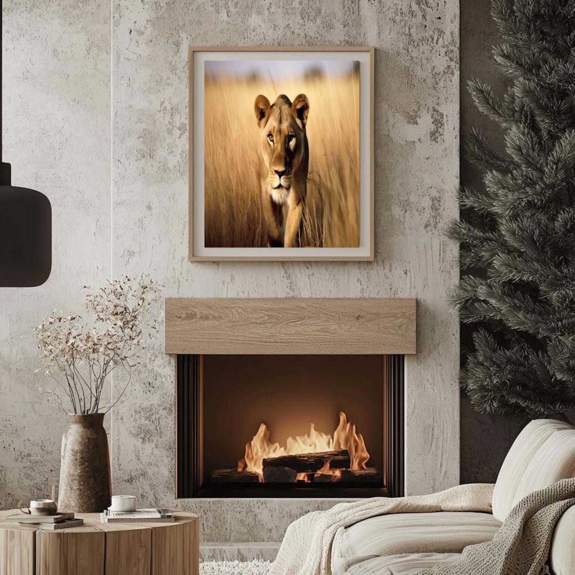 Lioness Digital Art Print Wall Decor Animal Art Print Home Decor Art ...
