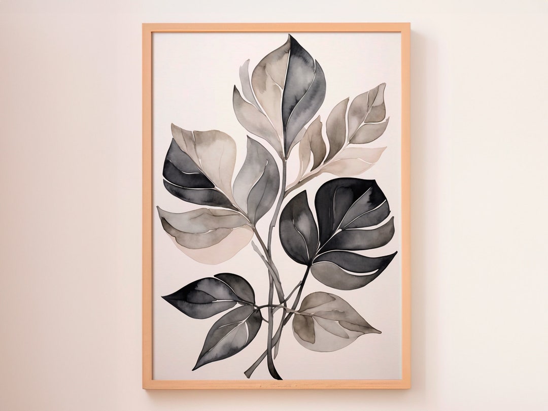Watercolor Leaves Print, Boho Botanical Wall Art (digital Download) - Etsy
