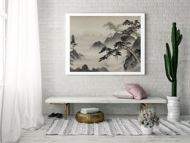 Vintage Japanese Sumi-e Wall Art, Japandi Decor (instant Download) - Etsy