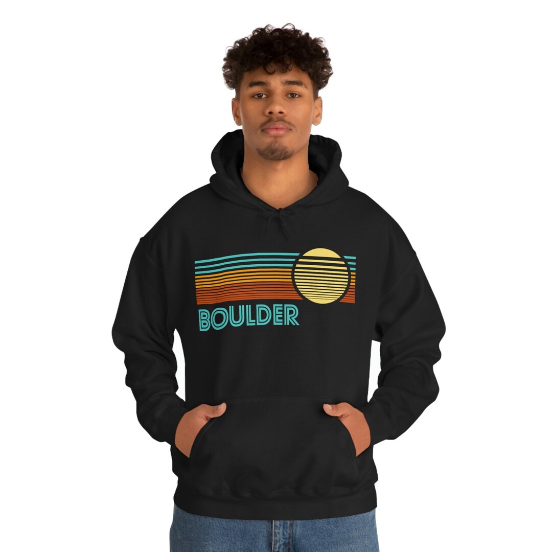 Boulder Hoodie. Colorado Sun Hooded Sweatshirt. Modern Stripe Shirt ...