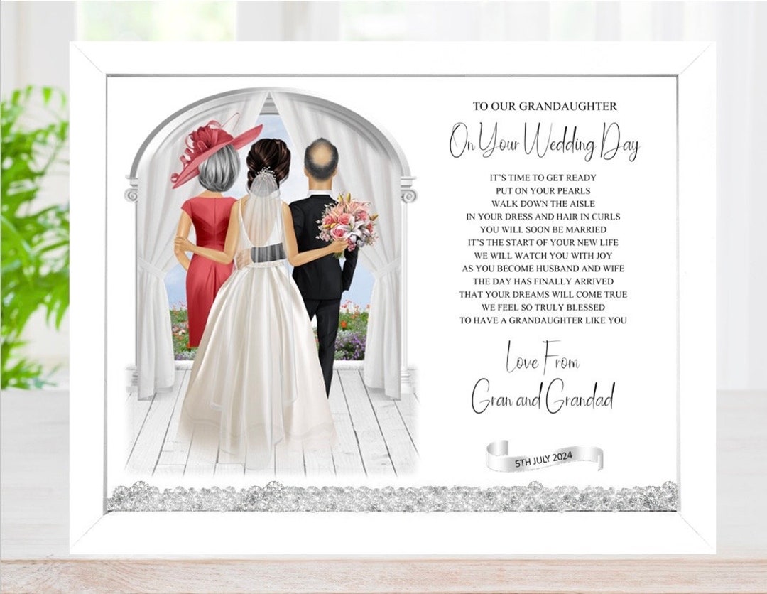 To Our Grandaughter on Your Wedding Day Poem Framed Print, Gift From ...