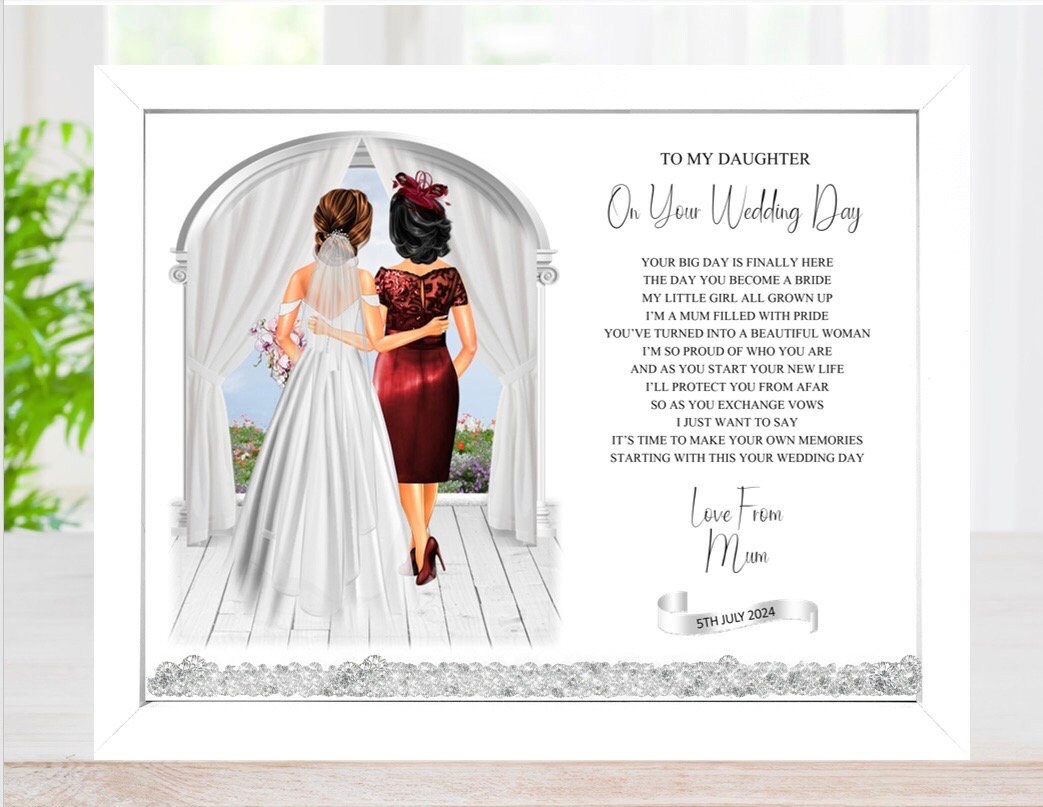 To My Daughter From Mum on Your Wedding Day Poem Framed Print, From ...
