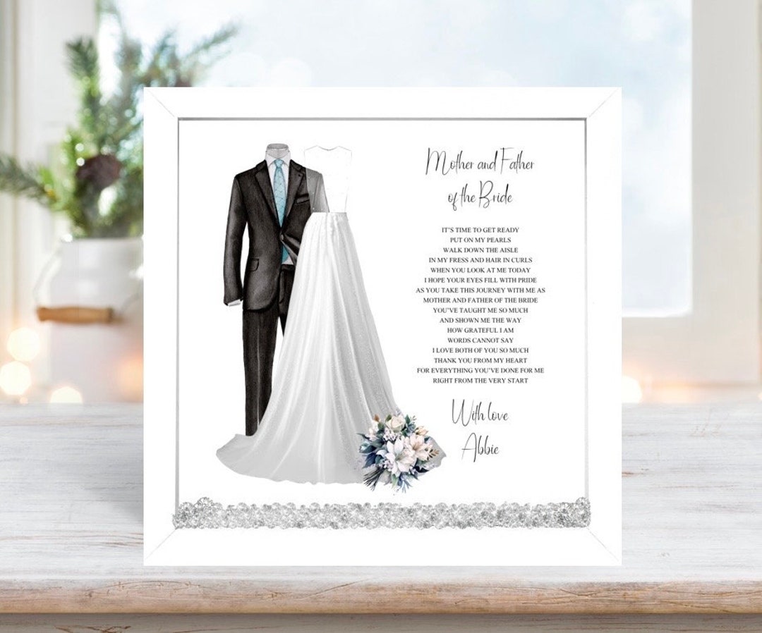 Mother and Father of the Bride Wedding Day Poem Framed Print ...