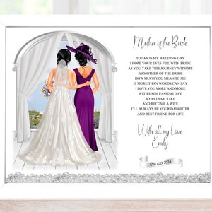 Mother of the Bride Wedding Day Poem Framed Print, Personalised Wedding ...