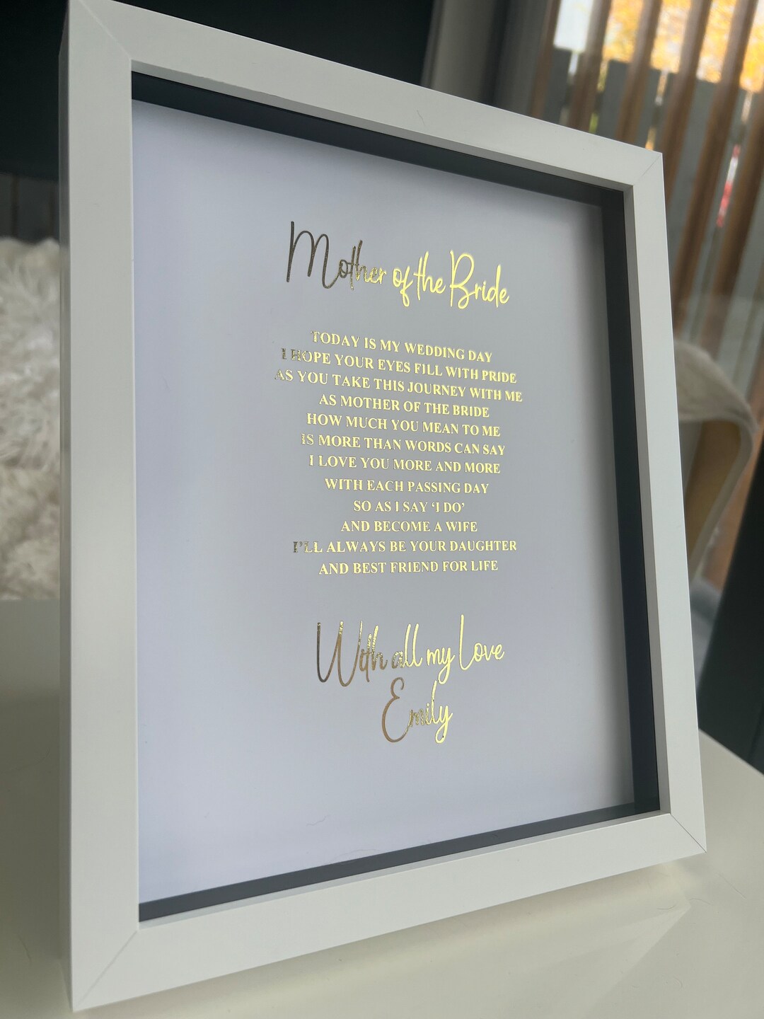 Mother of the Bride Wedding Day Poem Foiled Framed Print, Personalised ...