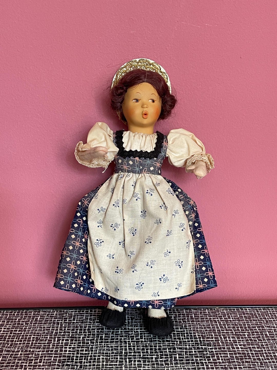 BAITZ WHISTLER DOLL ~ Vintage Folk Art Austrian Figurine Toy ~ Bisque ...