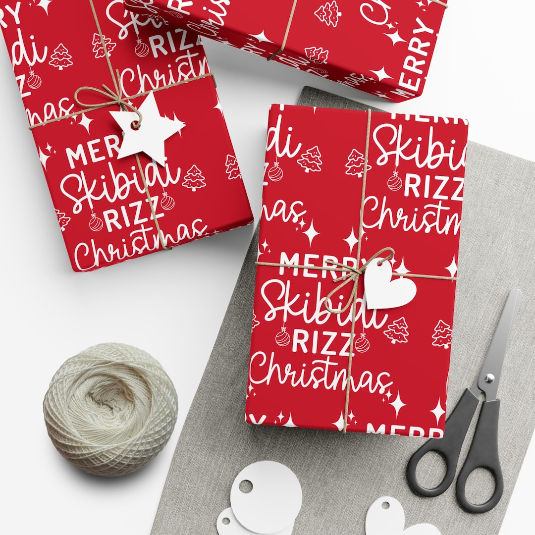 Merry Skibidi Rizz Christmas Wrapping Paper, Funny Teen Wrapping Paper ...