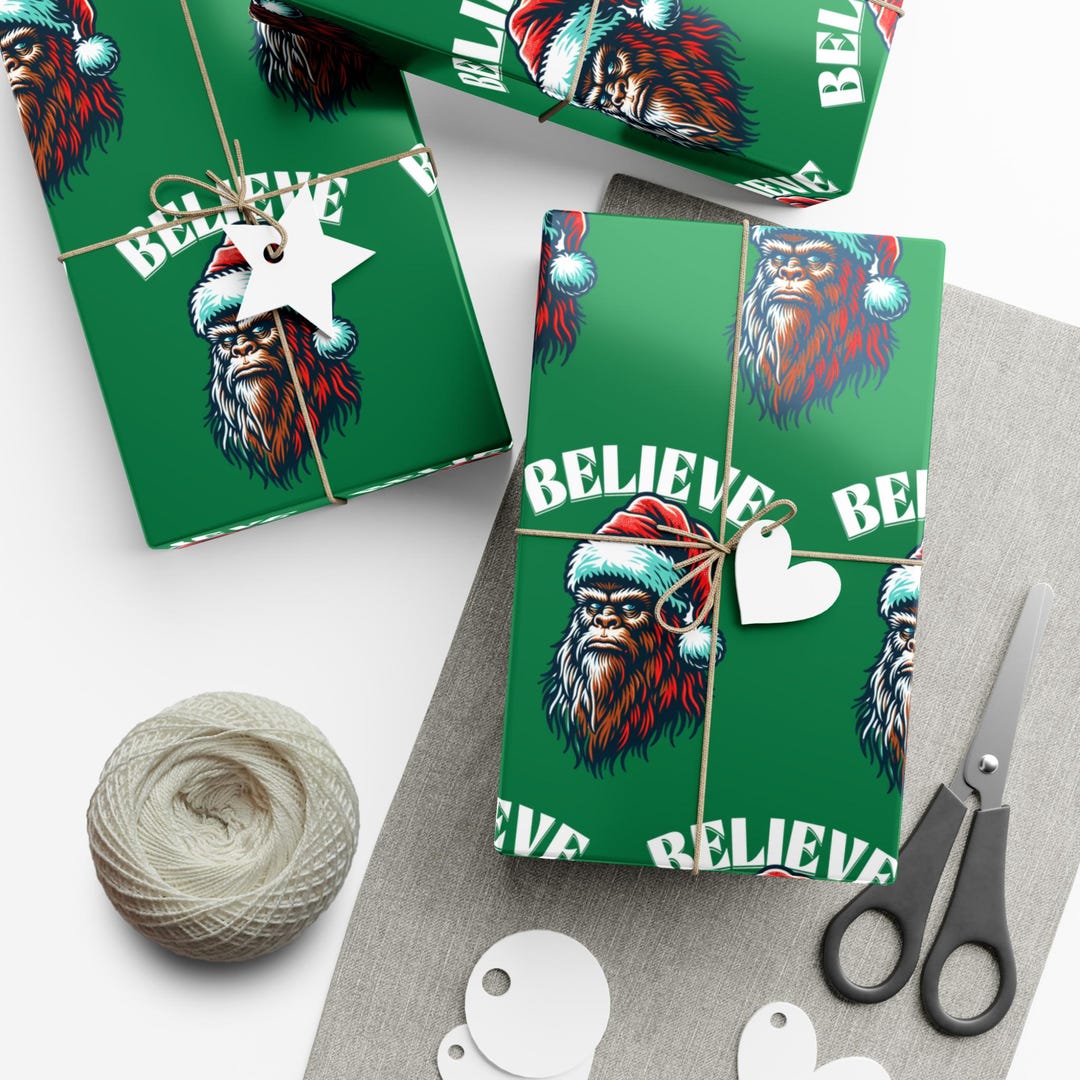 Sasquatch Christmas Wrapping Paper, Bigfoot Wrapping Paper, Gag Gift ...