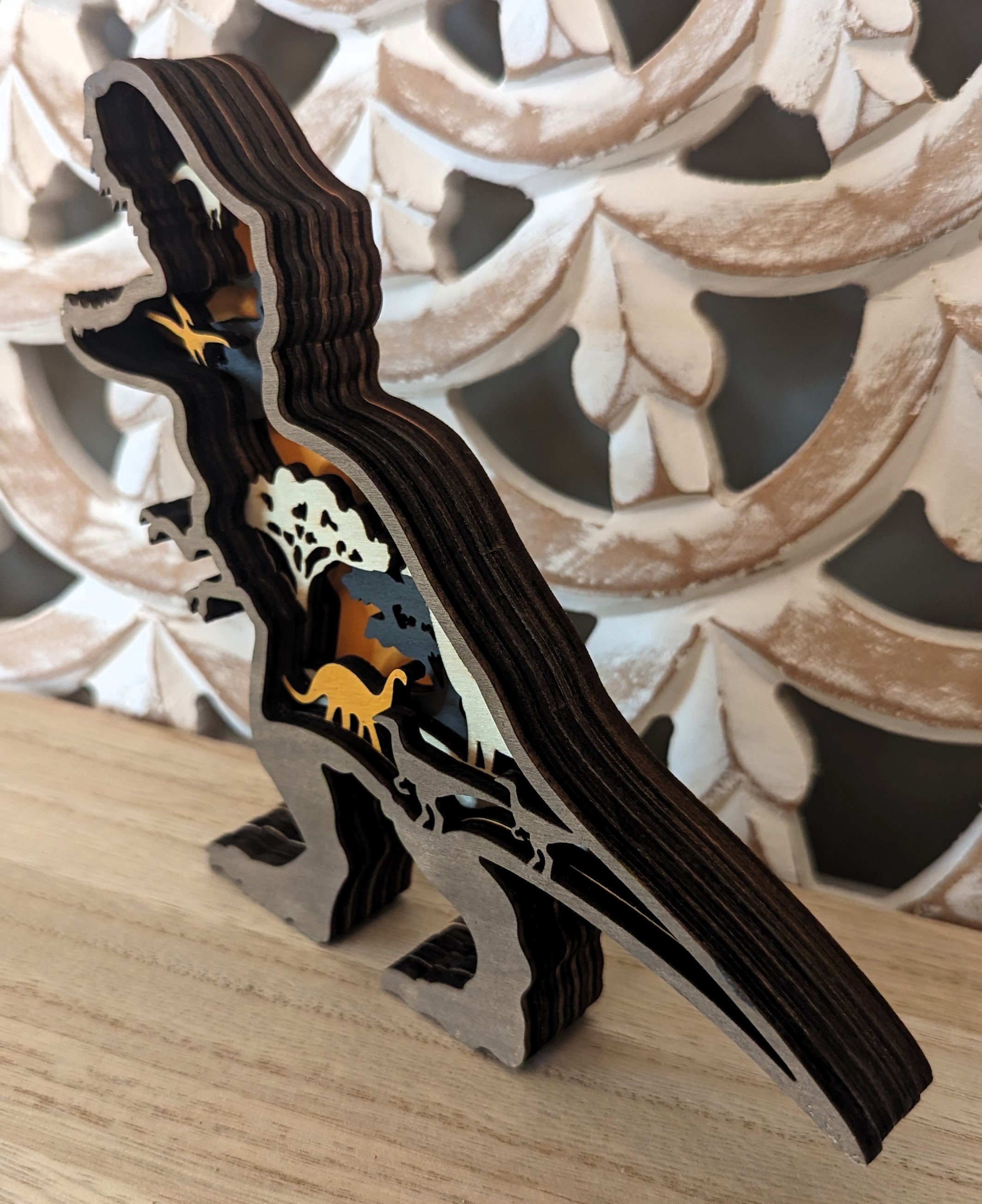 Tyrannosaurus Rex Dinosaur- Engraved Lasercut Multi-layer Wood - Etsy