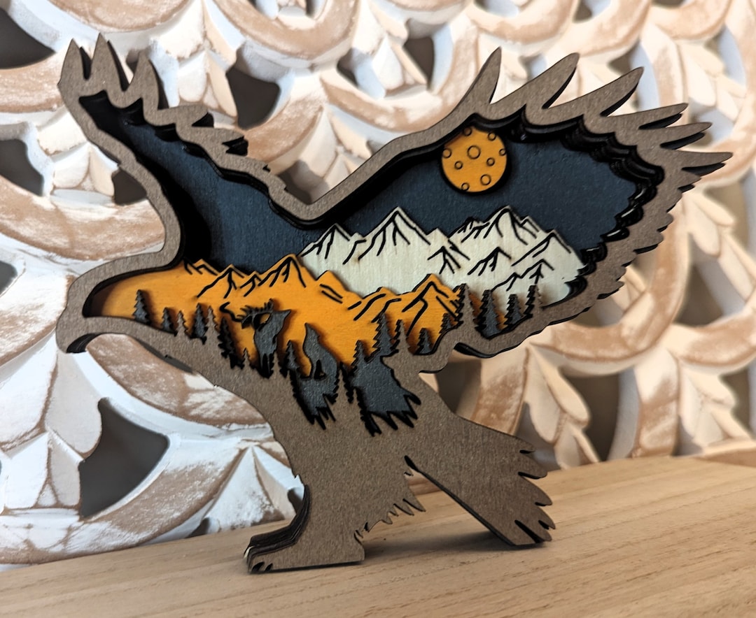 Eagle - Engraved Lasercut Multi-layer Wood - Etsy