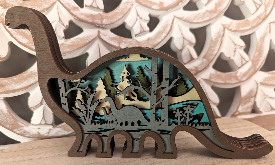Brontosaurus Dinosaur - Engraved Lasercut Multi-layer Wood - Etsy