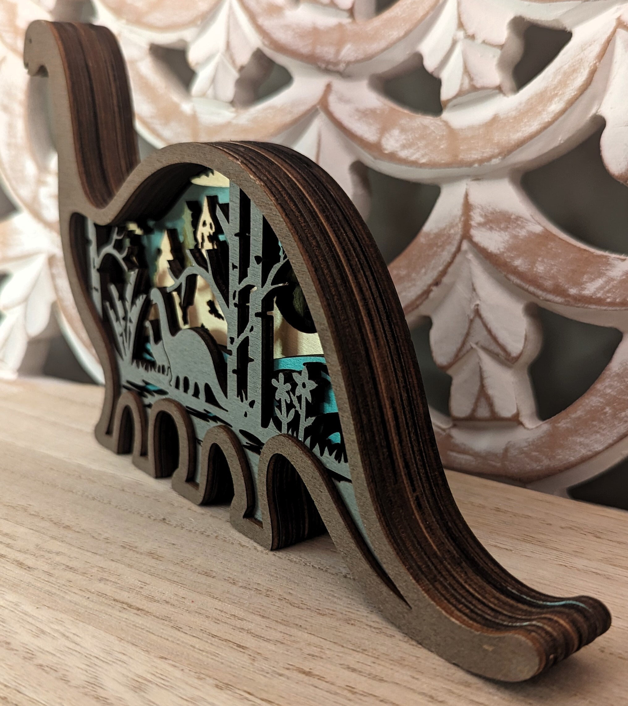 Brontosaurus Dinosaur Engraved Lasercut Multi-layer Wood - Etsy