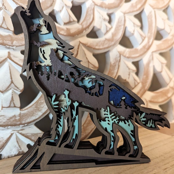 Engraved Wolf in Wood - Etsy