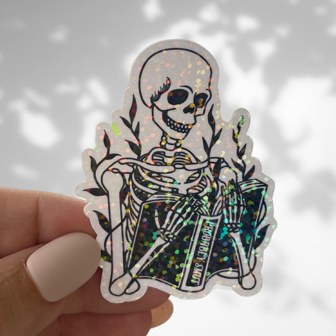 Probably Smut Skeleton Spicy Books Smut Sticker, Holographic Kindle ...