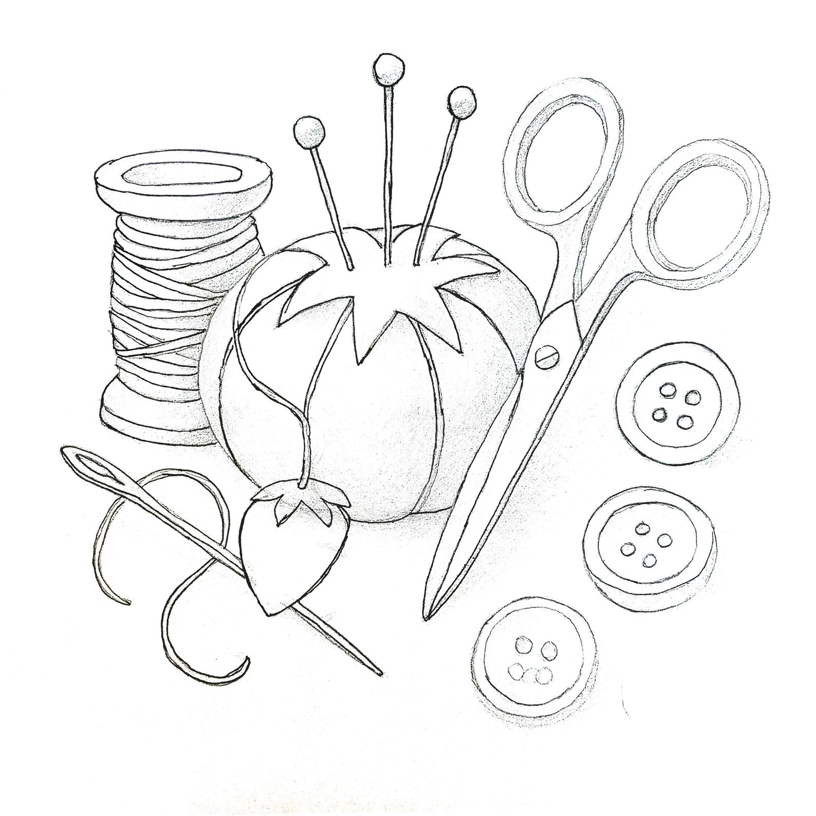 Pre-quilted "sewing Tools" Fabric Panel, Ready to Paint, 8.5" X 8.5 ...