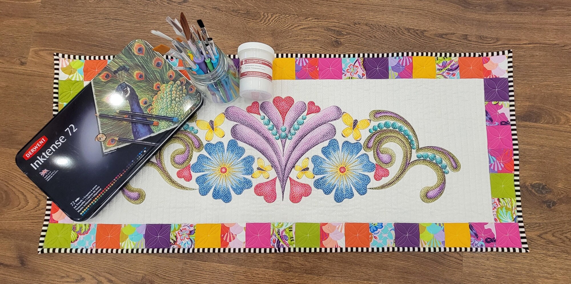 Inktense Pencils on Fabric Skill Builders Table Runner, Fabric Painting ...