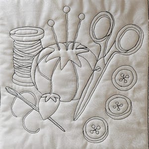 Pre-quilted "sewing Tools" Fabric Panel, Ready to Paint, 8.5" X 8.5 ...