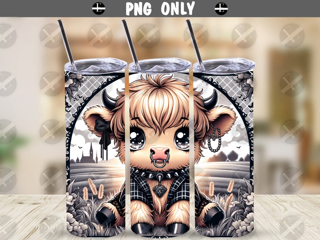 Highland Cow Skinny Tumbler Wrap Design - Goth Emo Tumbler Wraps ...