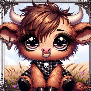 Goth Emo Highland Cow Tumbler Wrap: Sublimation Design (digital ...