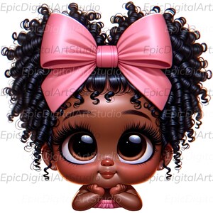 African American Baby Girls Clipart Set - Adorable Baby Girls With Bows ...