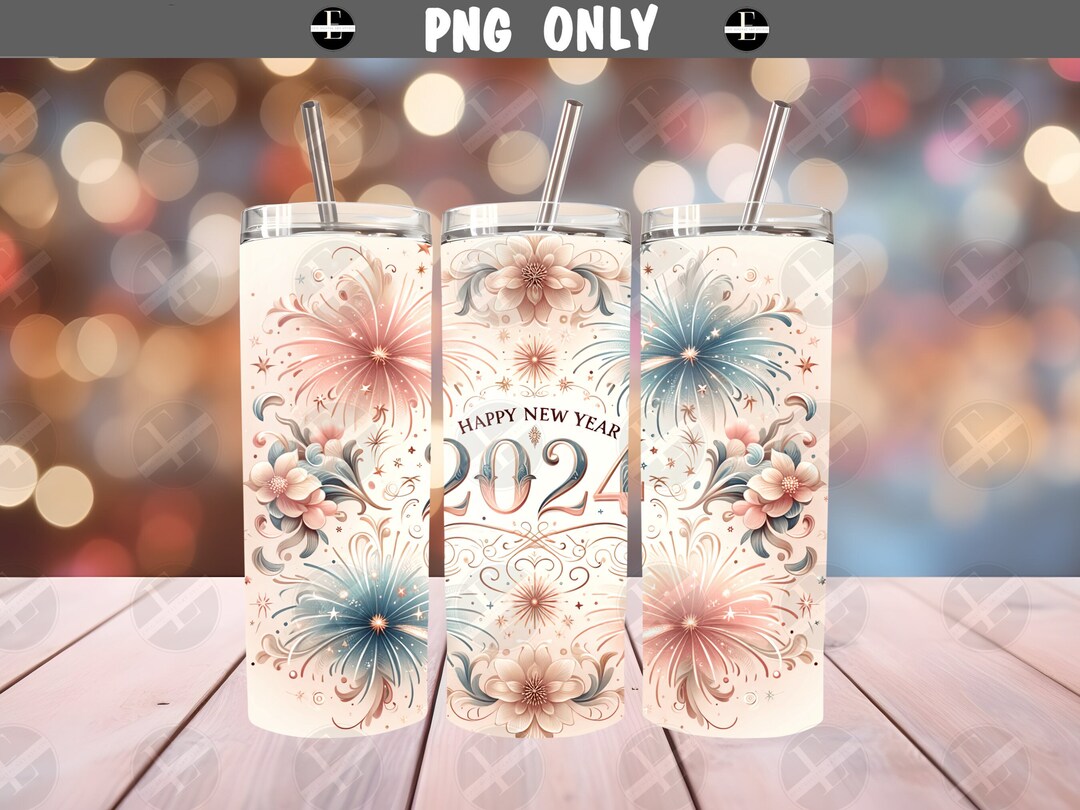 New Year 2024 Tumbler Wraps - 2024 Skinny Tumbler Wrap Design - Ideal ...