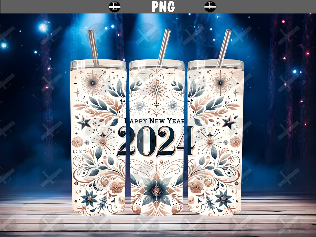 New Year 2024 Tumbler Wraps - 2024 Skinny Tumbler Wrap Design - Ideal ...