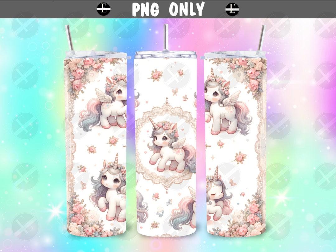 Unicorn Tumbler Wraps Adorable Pastel Unicorns Skinny Tumbler Wrap ...