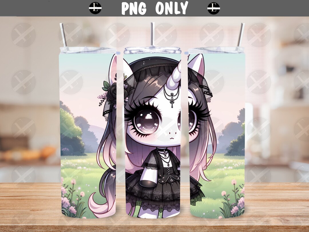 Goth Emo Unicorn Tumbler Wrap: Skinny Tumbler Sublimation Design ...