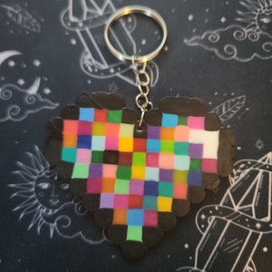 8 Bit Heart Perler Bead Keychains - Etsy