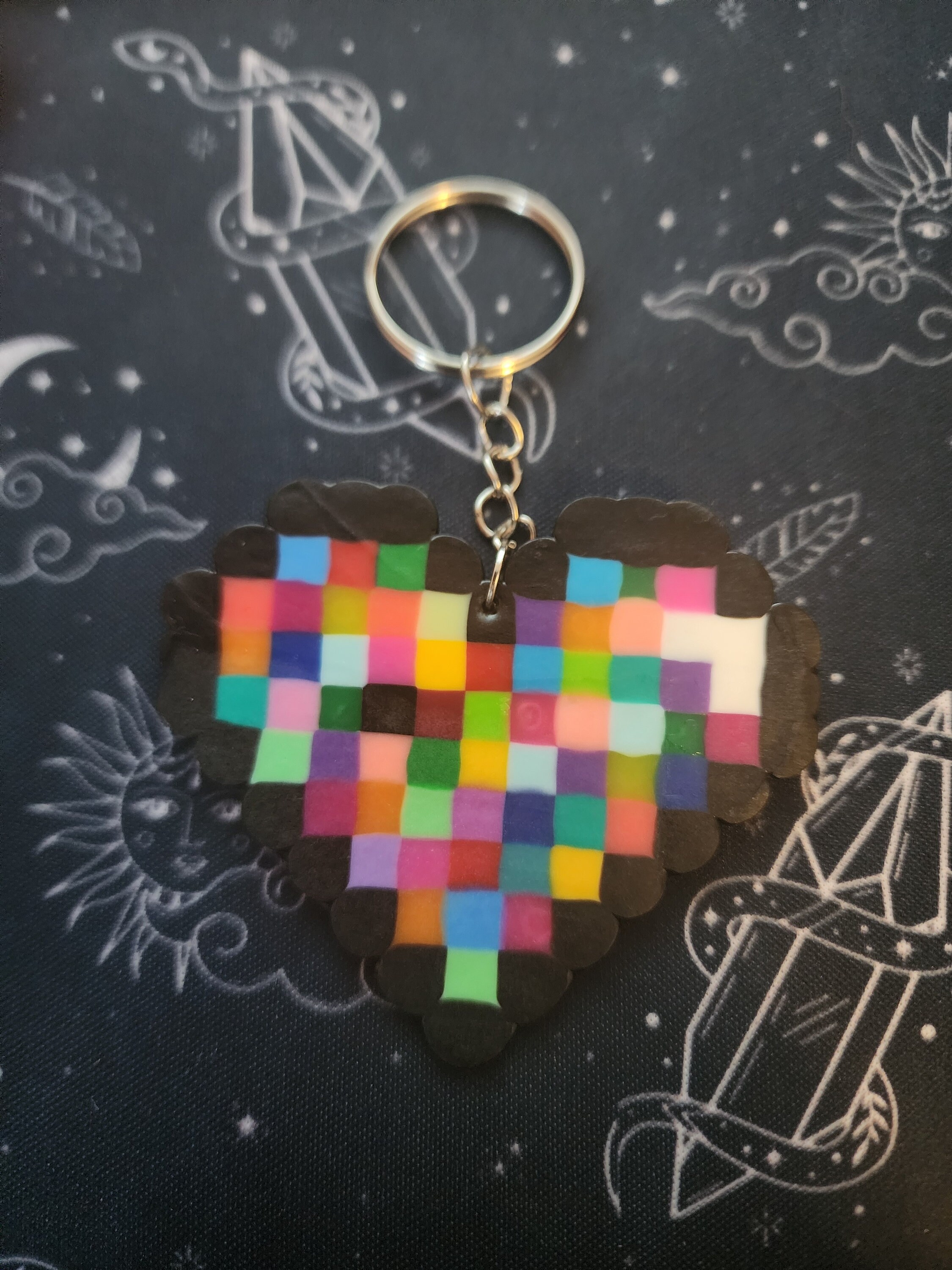 8 Bit Heart Perler Bead Keychains - Etsy
