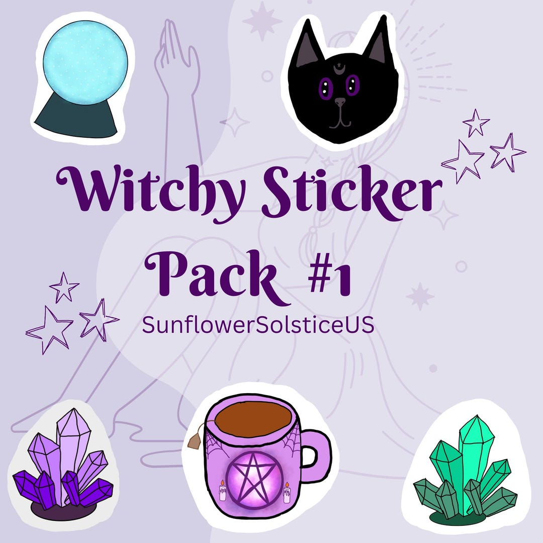 Version 1 Witchy Sticker Pack | Witch Vibe Stickers, Moon Magic ...