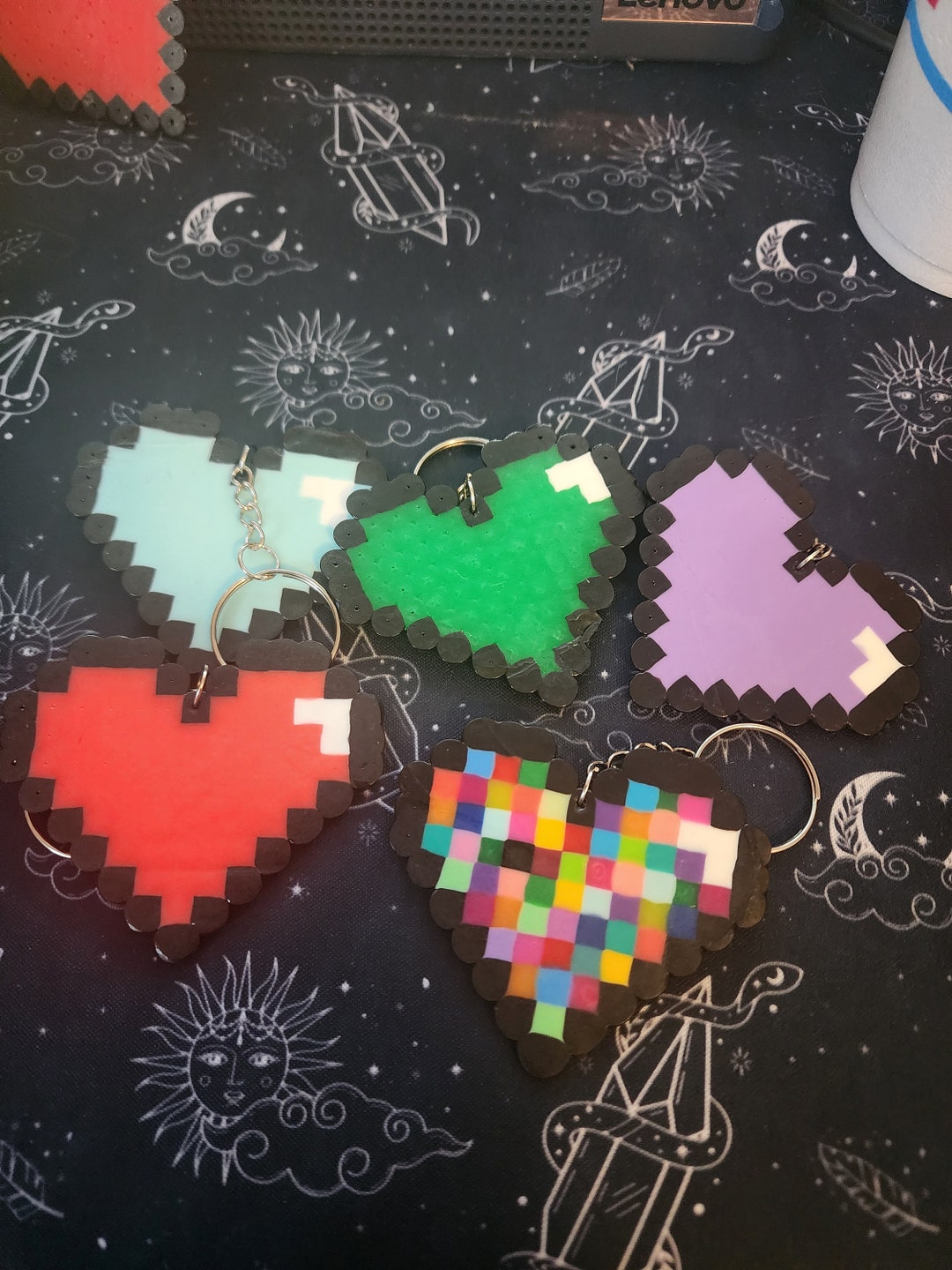 8 Bit Heart Perler Bead Keychains - Etsy
