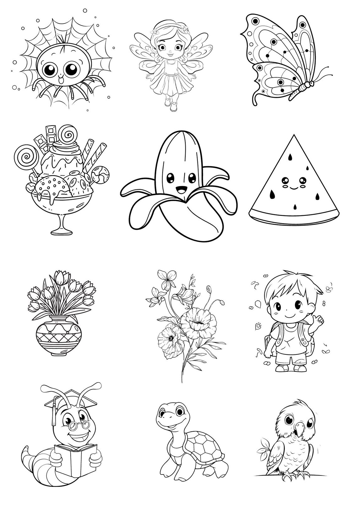 20 Unique Coloring Pages for Kids, Animal Coloring A4 Sheets, Colouring ...