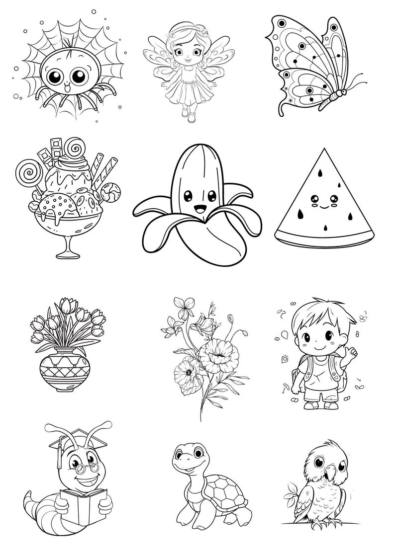 20 Unique Coloring Pages for Kids, Animal Coloring A4 Sheets, Colouring ...