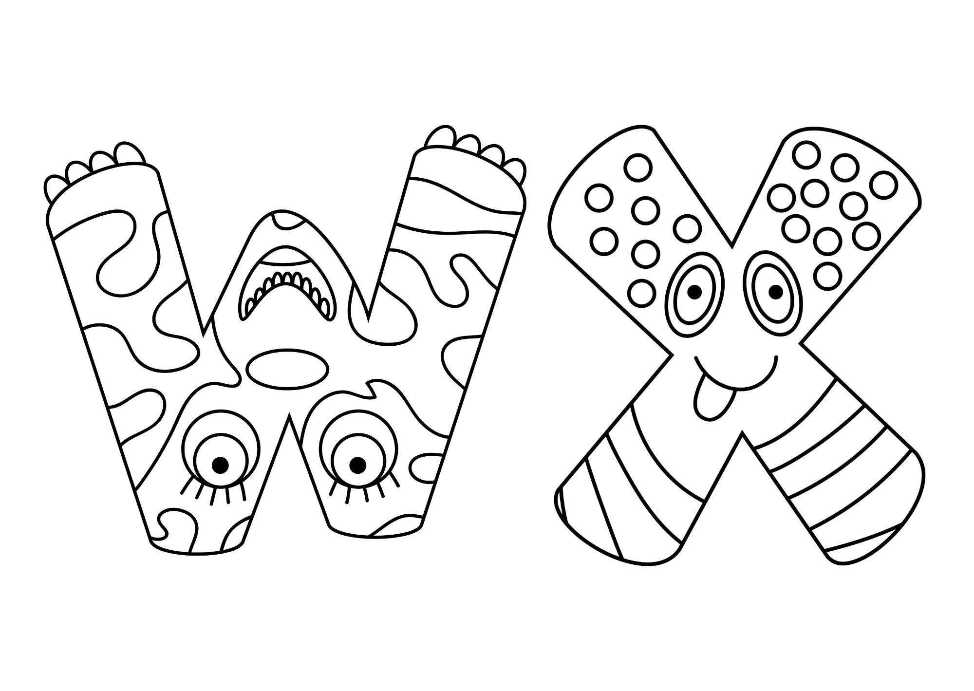 A to Z English Letter Coloring Pages for Kids, Alphabet Coloring A4 ...