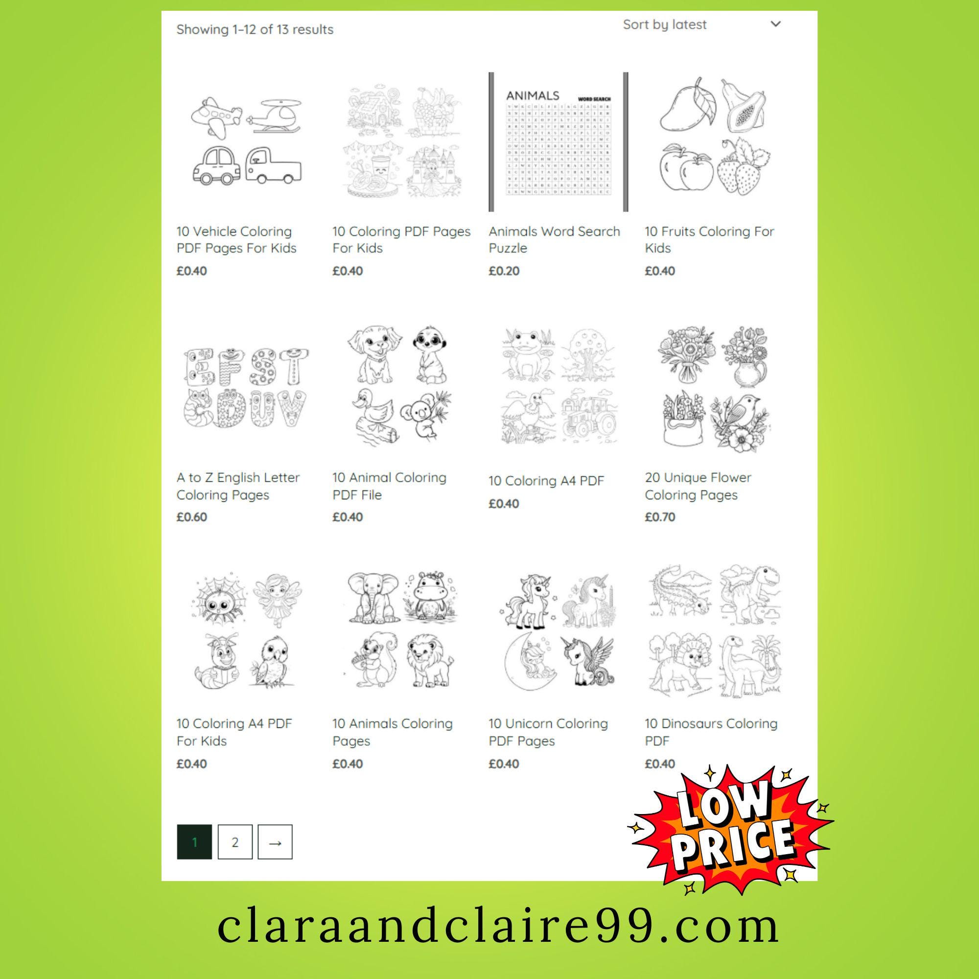 10 Dinosaurs Coloring Pages for Kids, Animal Coloring A4 Sheets ...