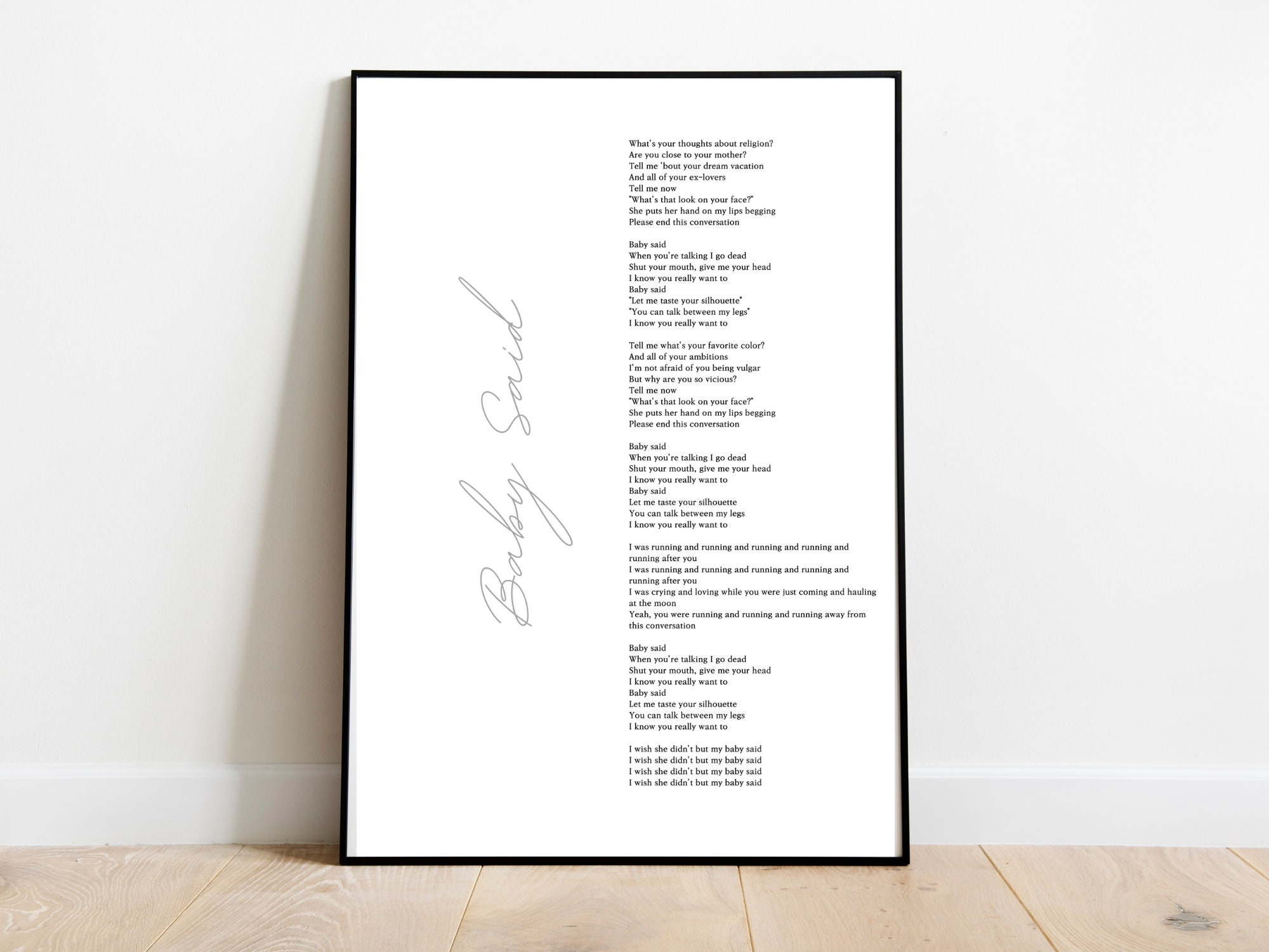 Baby Said Maneskin Concert Song Lyrics Minimalist Fan Gift Digital ...