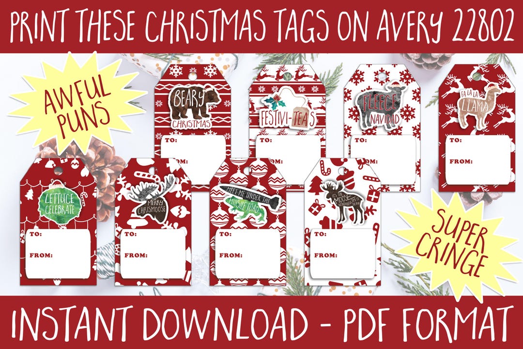 Funny Christmas Tags Printable PDF -instant Download With Punny Holiday ...