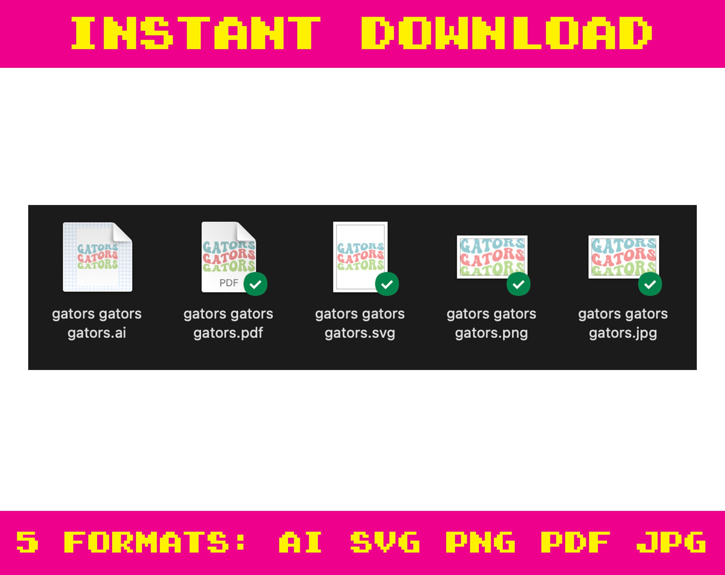 Gators Retro Stacked Svg, Png, Pdf, Ai, Jpg, School Retro for ...