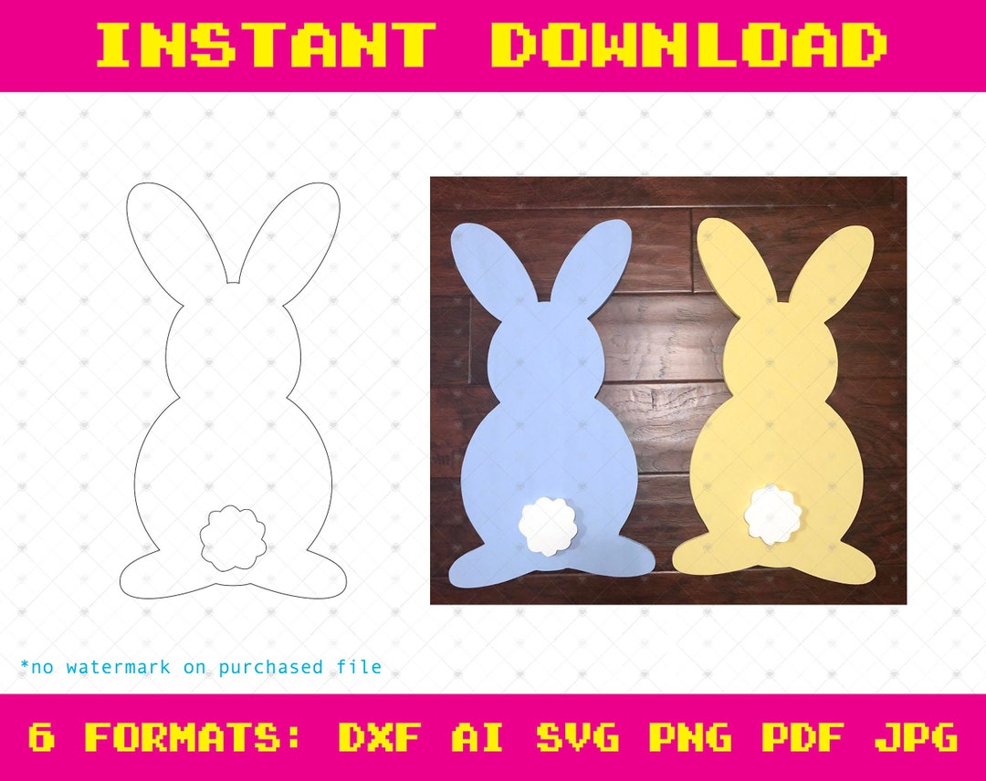 Easter Bunny Svg, Dxf, Pdf, Png, Jpg and Ai Files. Vector Bunny Pattern ...
