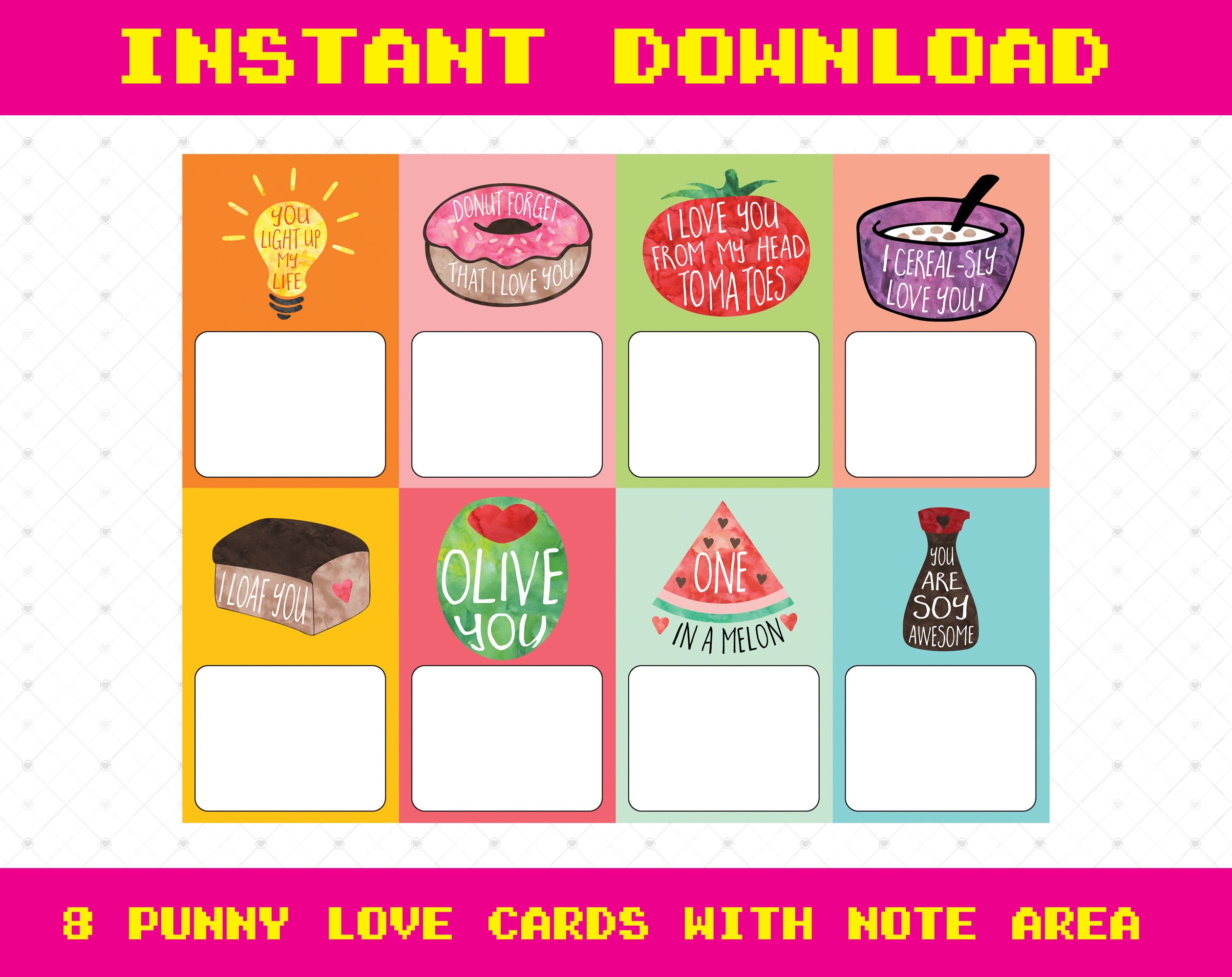 Back to School Printable Puns Lunch Note Cards for Lunchbox, Digital ...