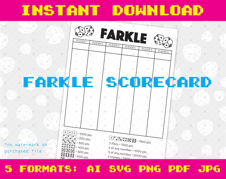 Farkle Score Sheet - Print or Cut Your Own Score Card for the Farkle ...