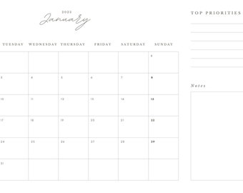 White Minimalist Calendar 2024 - Etsy