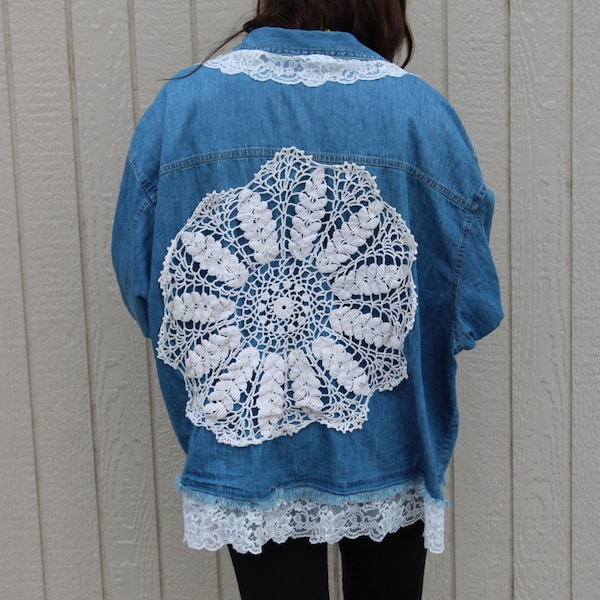 Denim Lace Jacket - Etsy