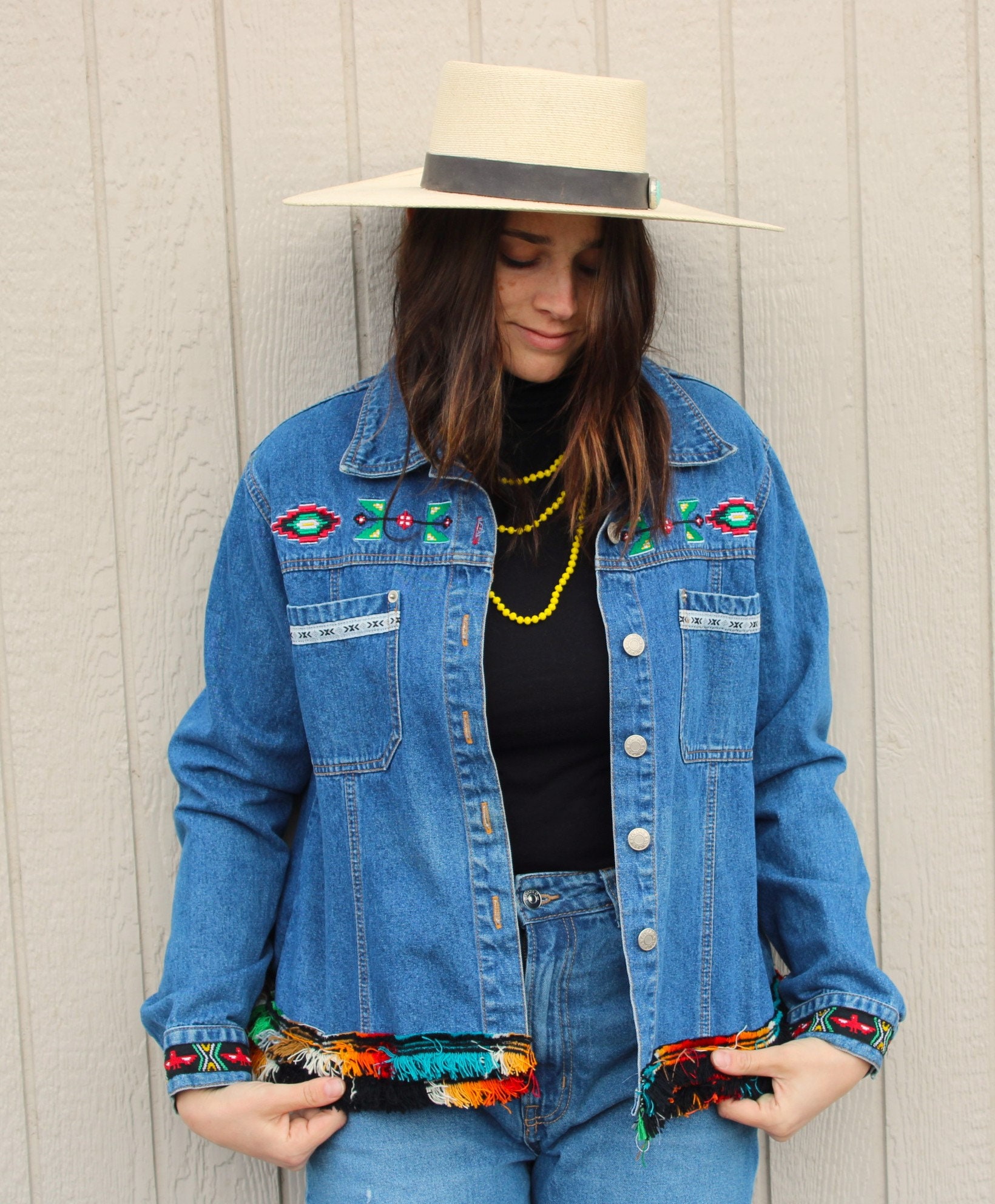 Upcycled Denim Jacket With Pendleton Wool - Etsy