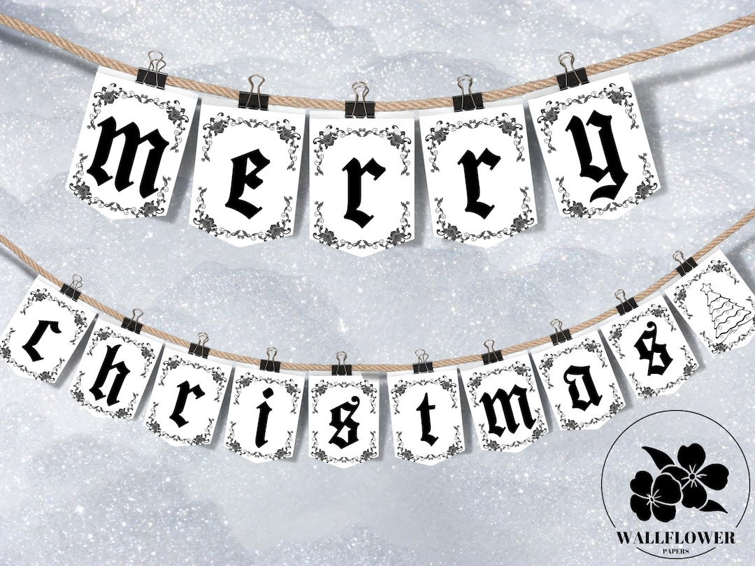 Merry Christmas Banner, Vintage Christmas Garland, Printable Christmas ...