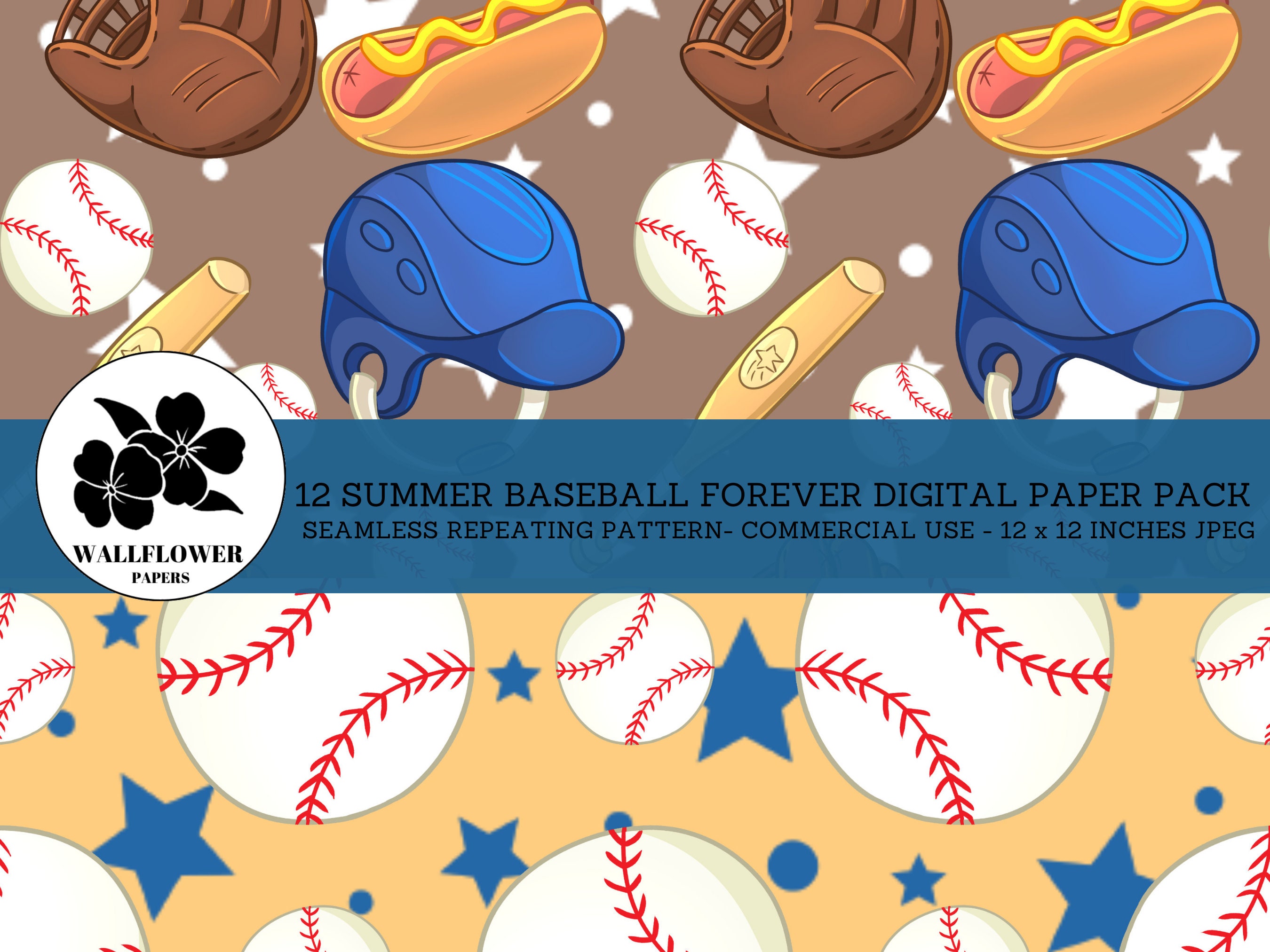 Summer Baseball Forever Seamless Digital Papers Baseball Bats - Etsy