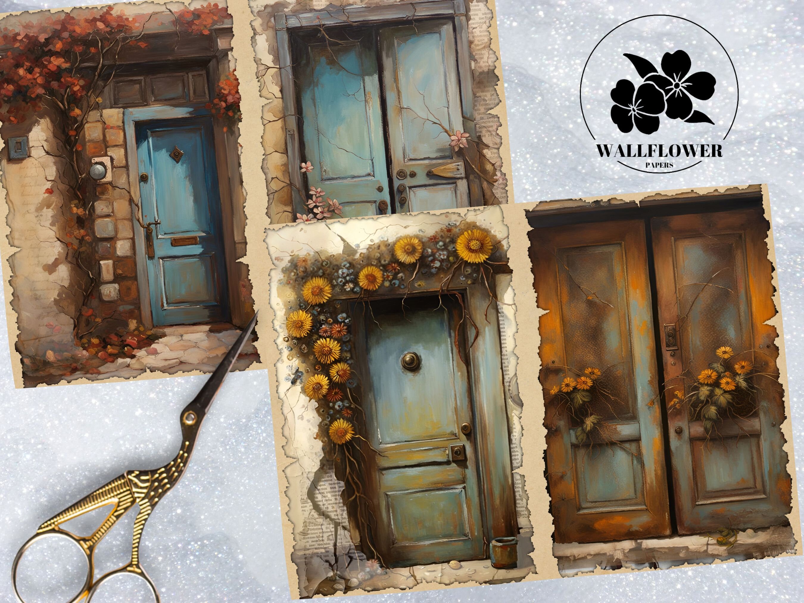 Vintage Wooden Doors Junk Journal Pages, Aged Rustic Doors Junk Journal ...