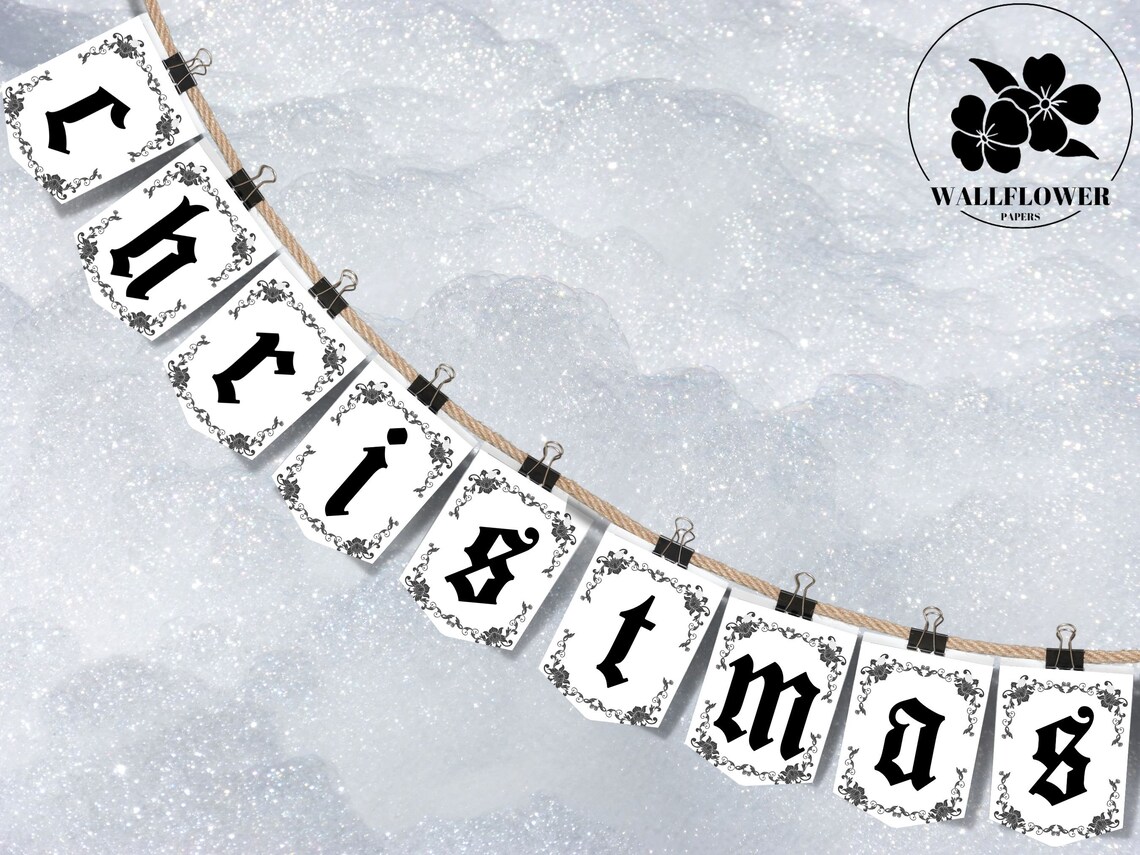 Merry Christmas Banner, Vintage Christmas Garland, Printable Christmas ...